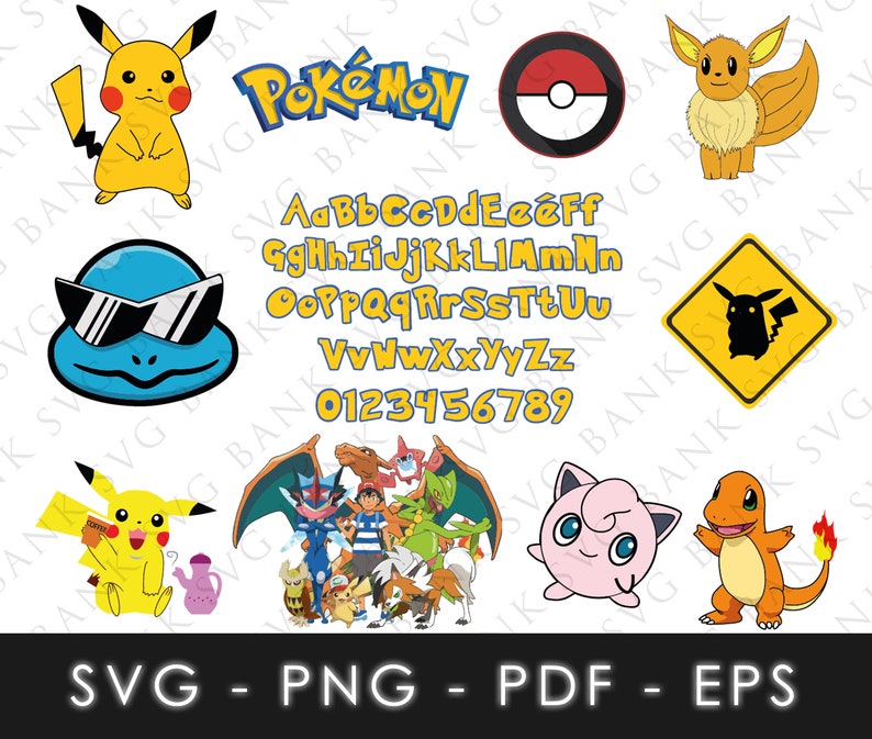 Pokemon SVG, Pokemon Vector, Pokemon SVG Bundle, Pokemon Font SVG ...