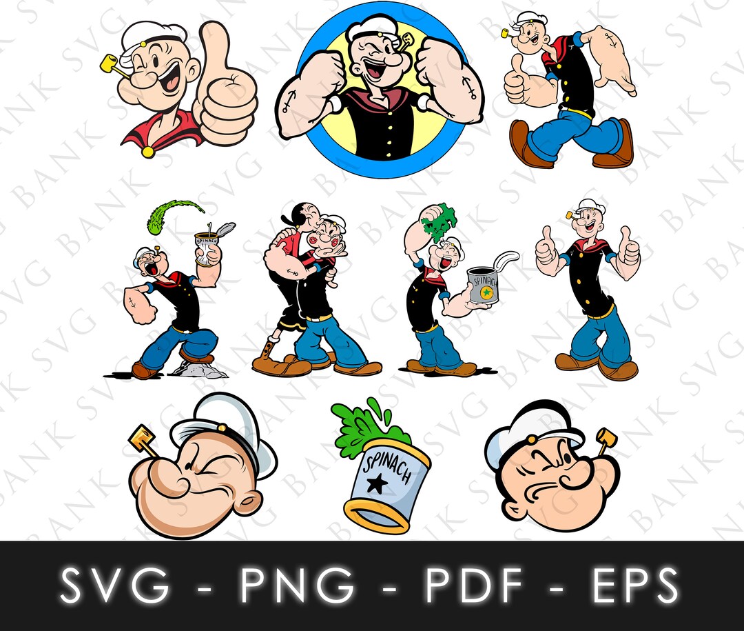 Popeye SVG, Popeye Vektor, Popeye-Svg-Bundle, Popeye Clipart, Popeye ...