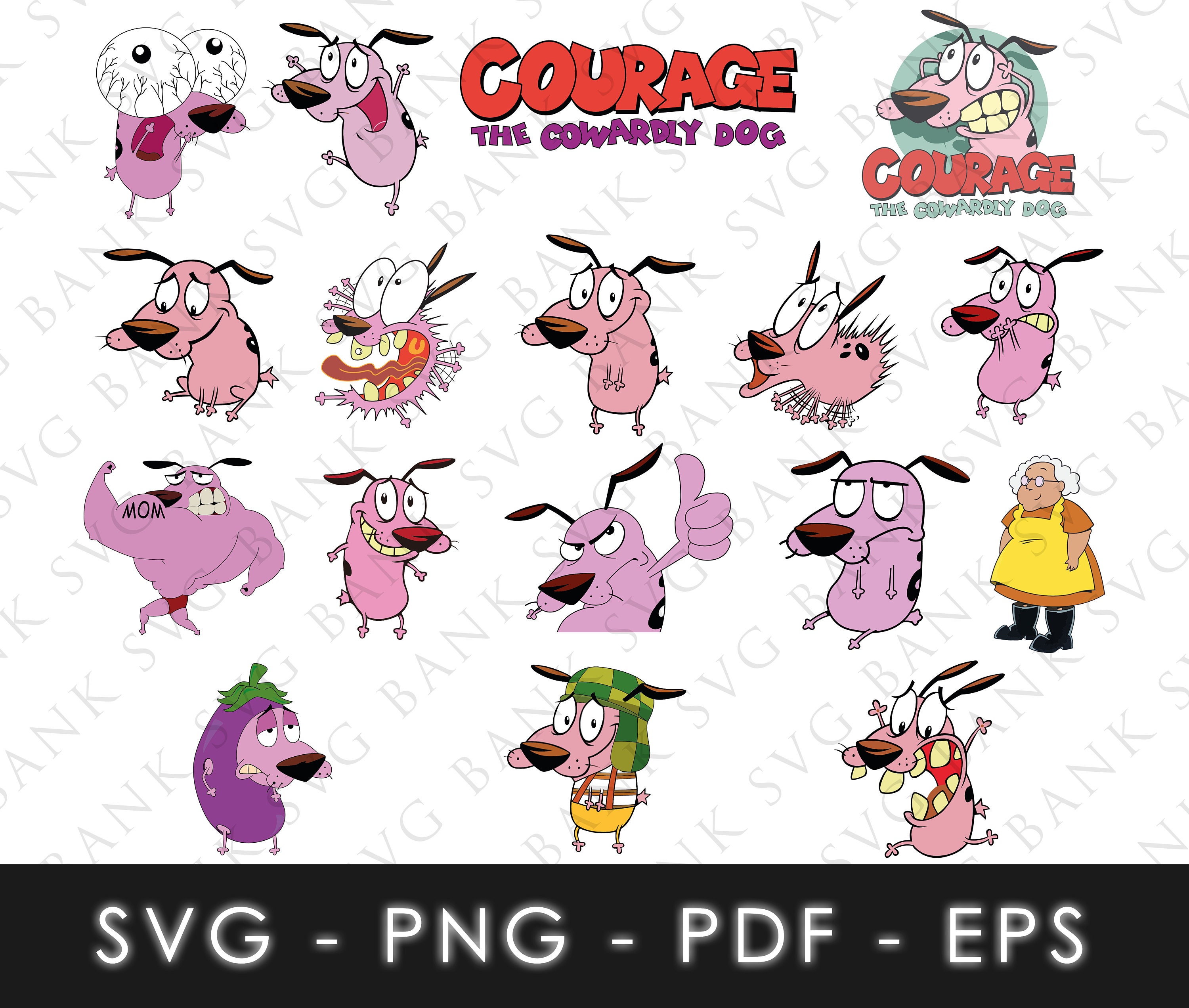 Coraje el perro cobarde SVG, Coraje el vector del perro cobarde, Coraje ...