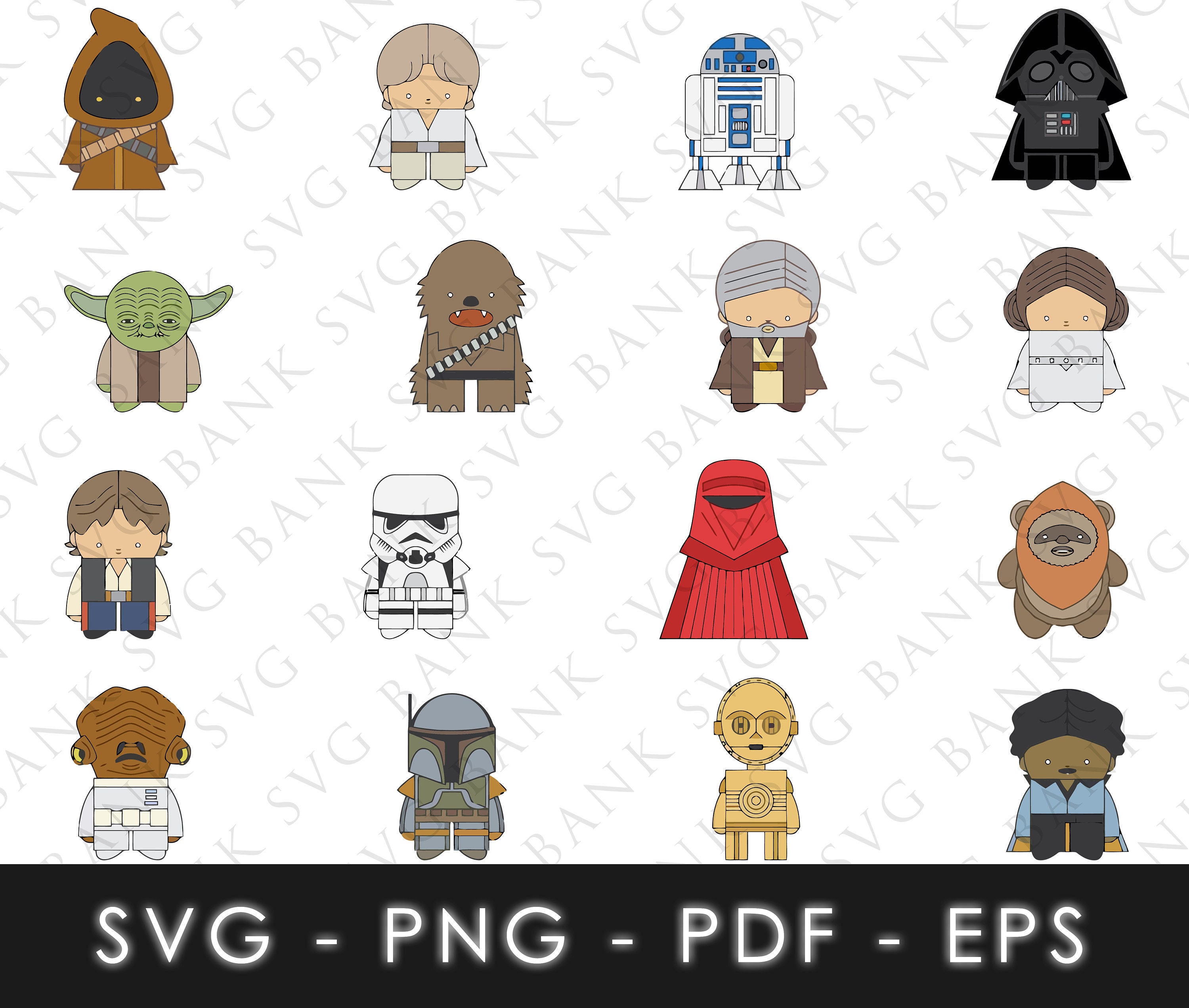 Star Wars SVG, Star Wars Vector, Baby Star Wars Characters, Star Wars ...