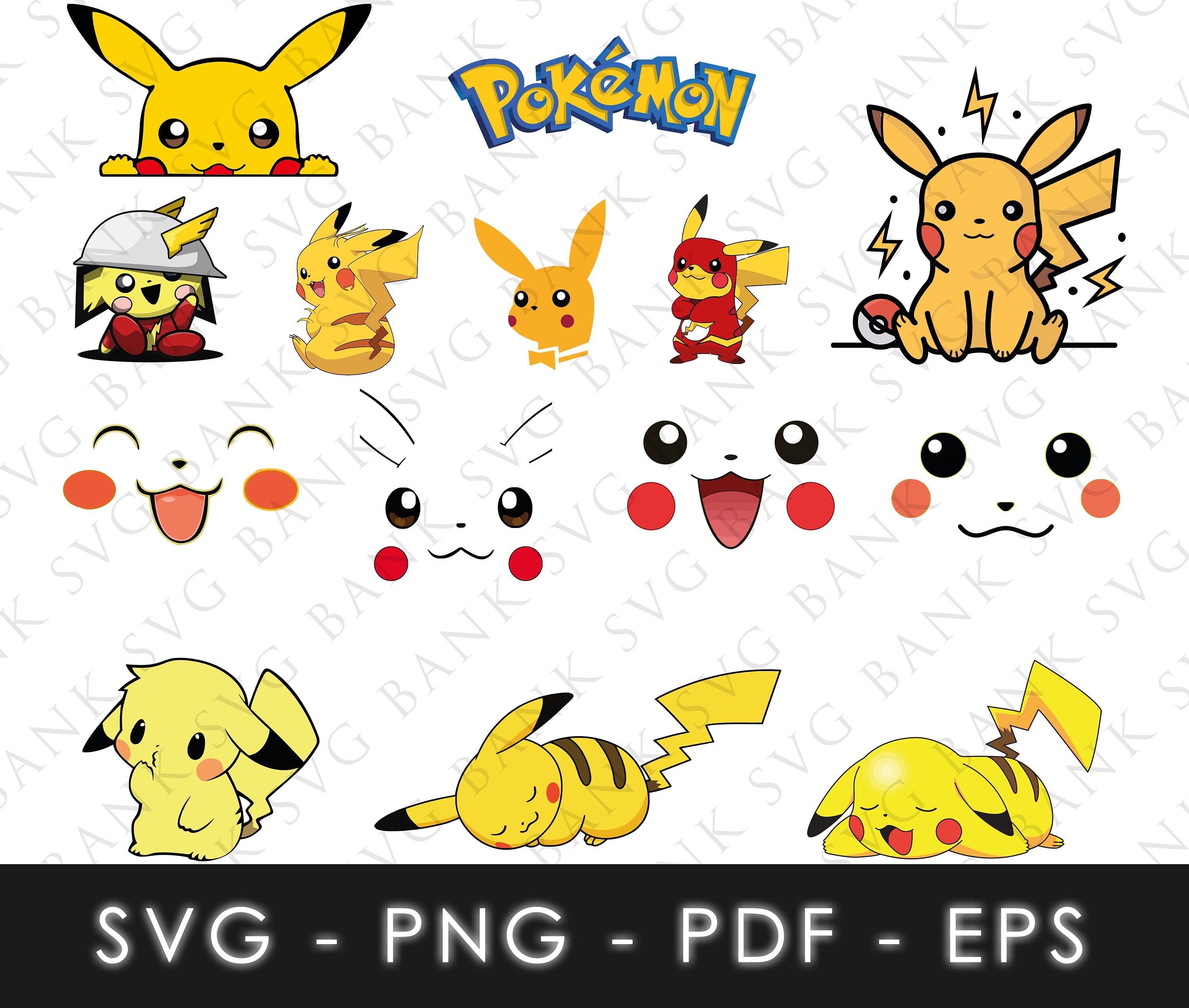 Pikachu SVG, Pikachu Vector, Pikachu SVG Bundle, Pikachu Clipart ...