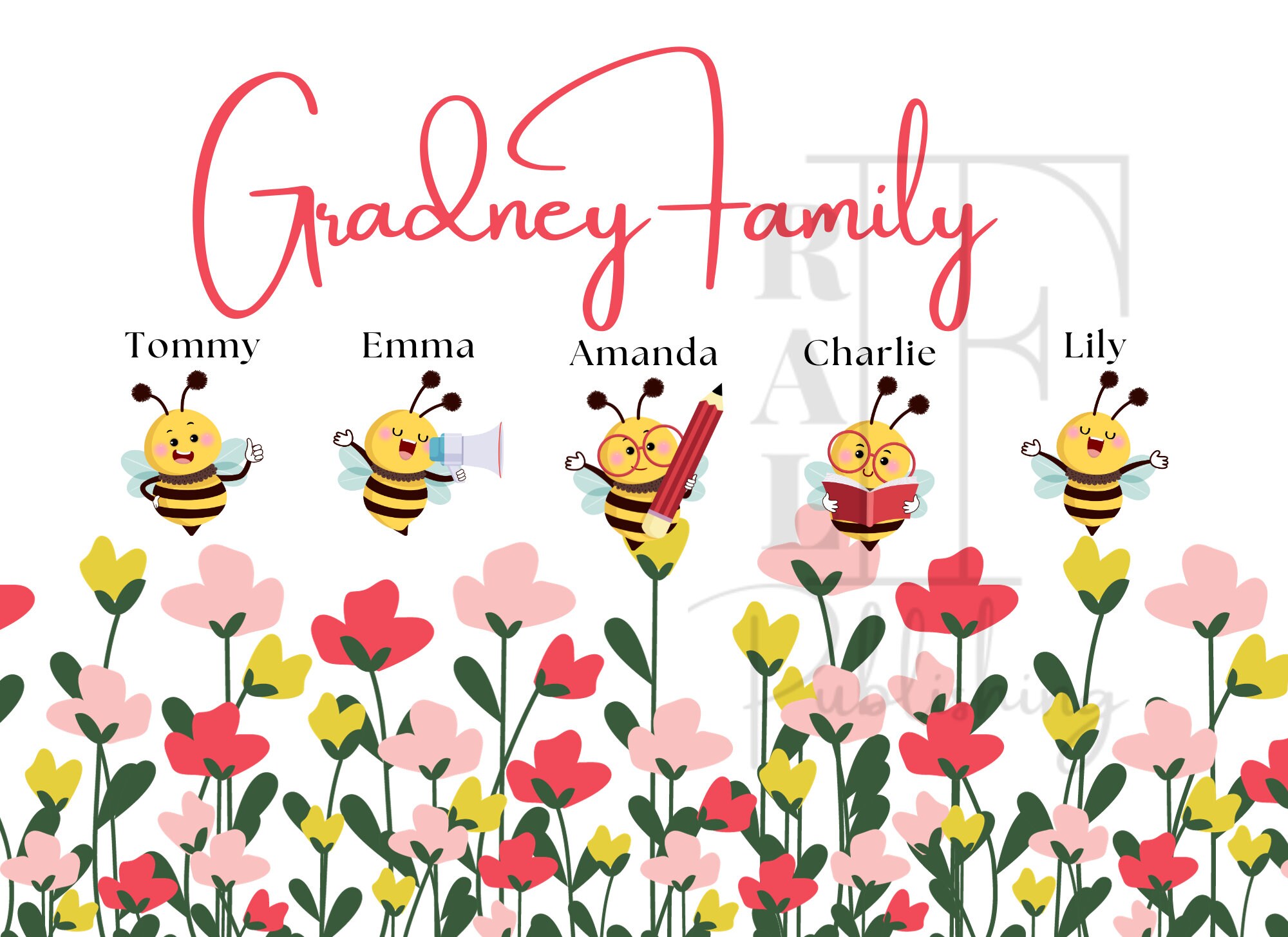 Personalized Spring Family Art / Favorite Bees / Spring Time ...