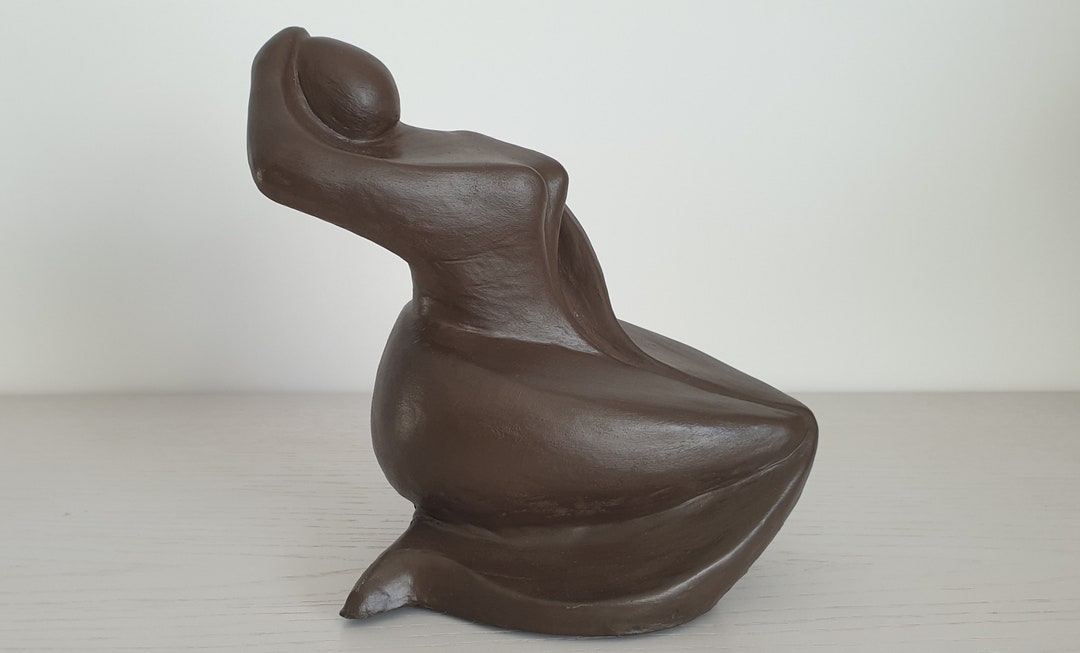 Ceramic Sculpture Seated Woman Black Earth - Etsy