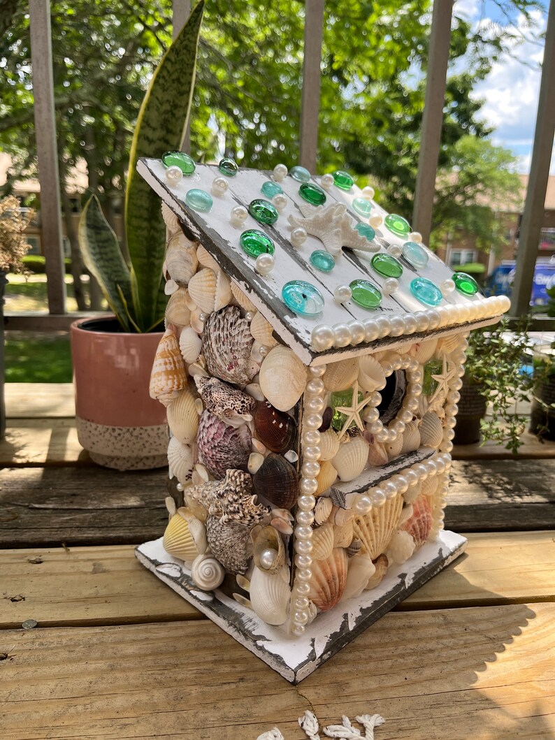 Seashell Birdhouse | Seashell Fairy Home - Etsy