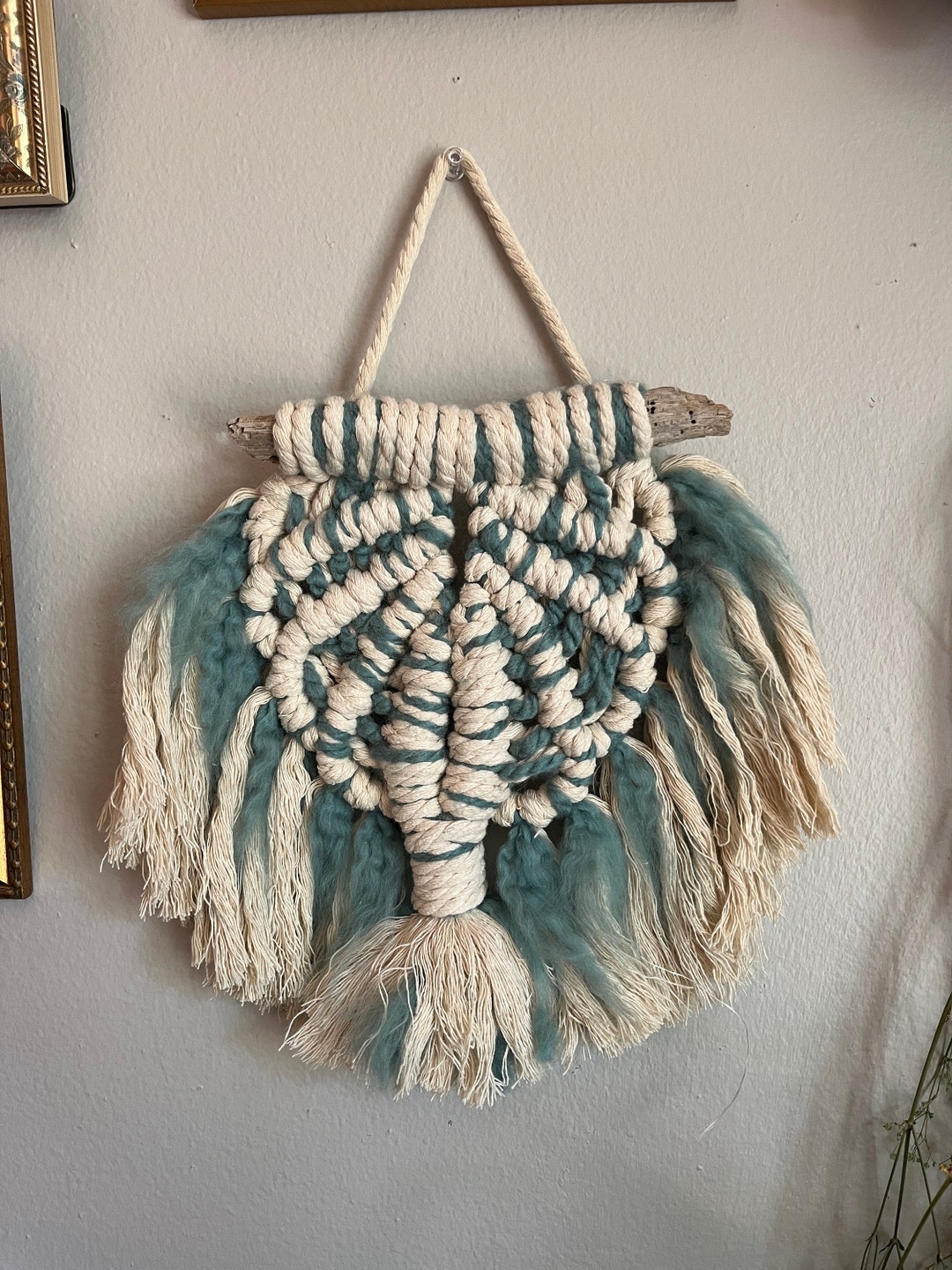 Blue Scallop Shell Macrame Wall Hanging - Etsy