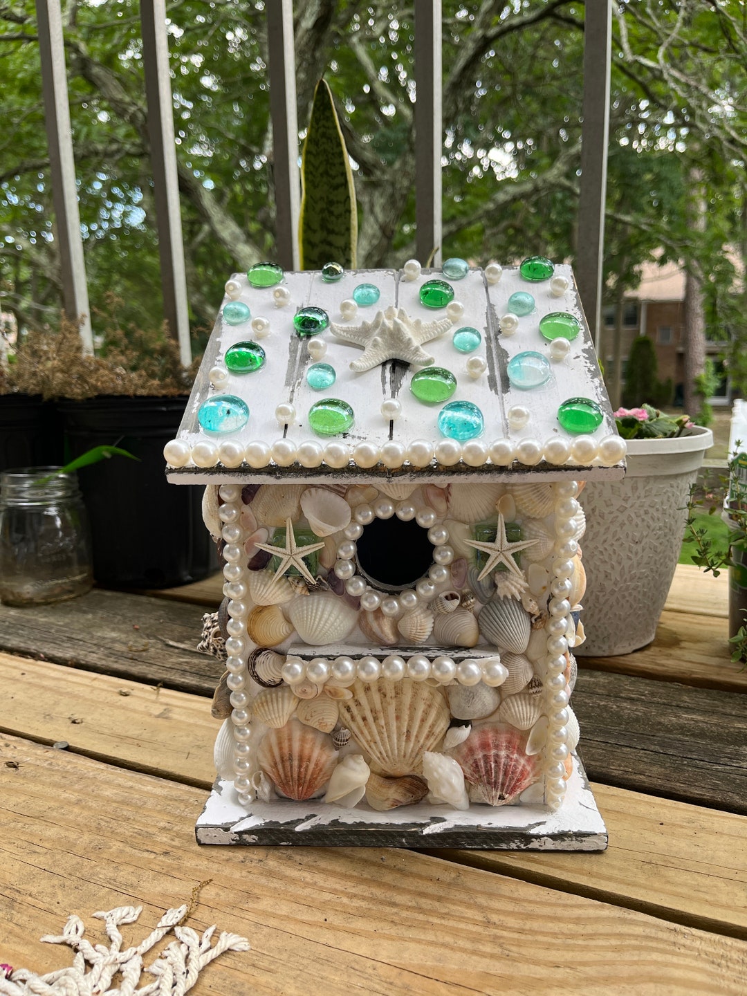 Seashell Birdhouse | Seashell Fairy Home - Etsy