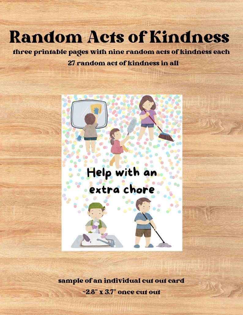 Random Acts of Kindness Printable Cards for Kids, Summer Activities ...