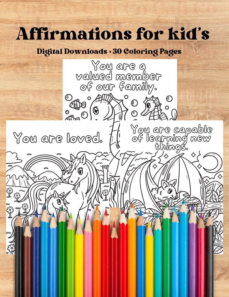 Affirmations Coloring Pages for Kids From Parents, Words of ...