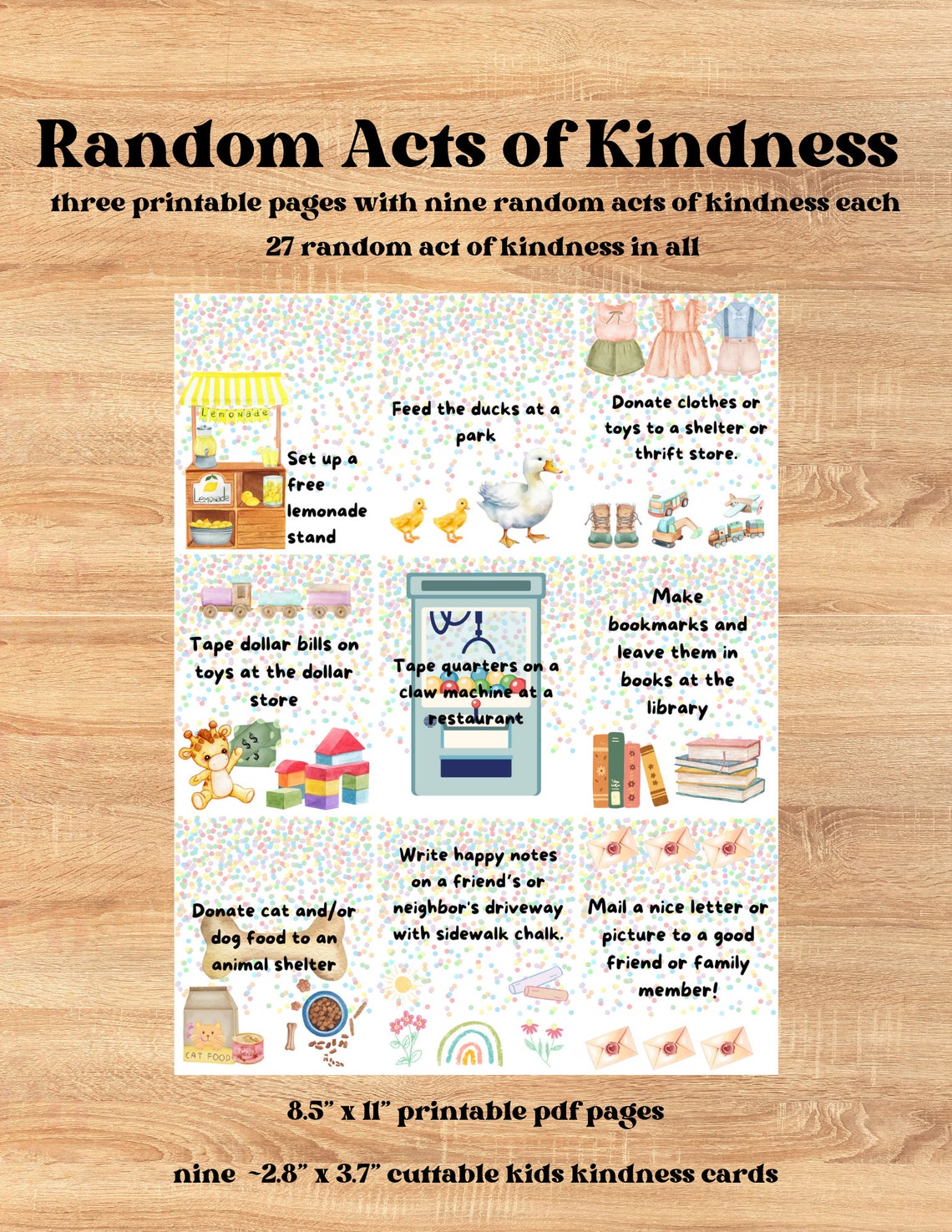 Random Acts of Kindness Printable Cards for Kids, Summer Activities ...