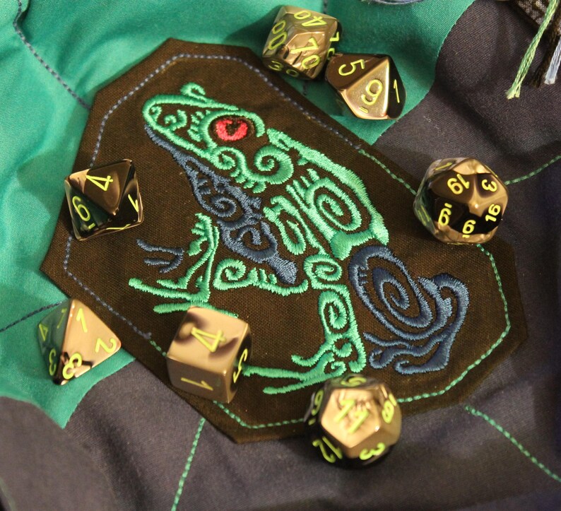 Embroidered Frog Dice Bag | Holds 6 Sets | Medium Size | Dnd and Board ...