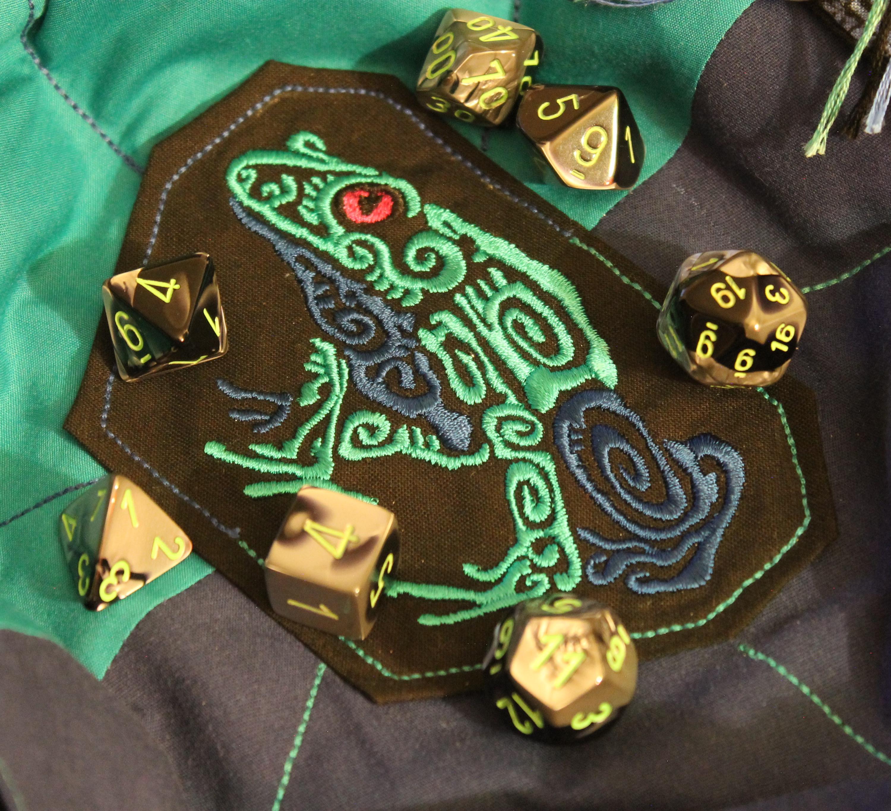 Embroidered Frog Dice Bag | Holds 6 Sets | Medium Size | Dnd and Board ...