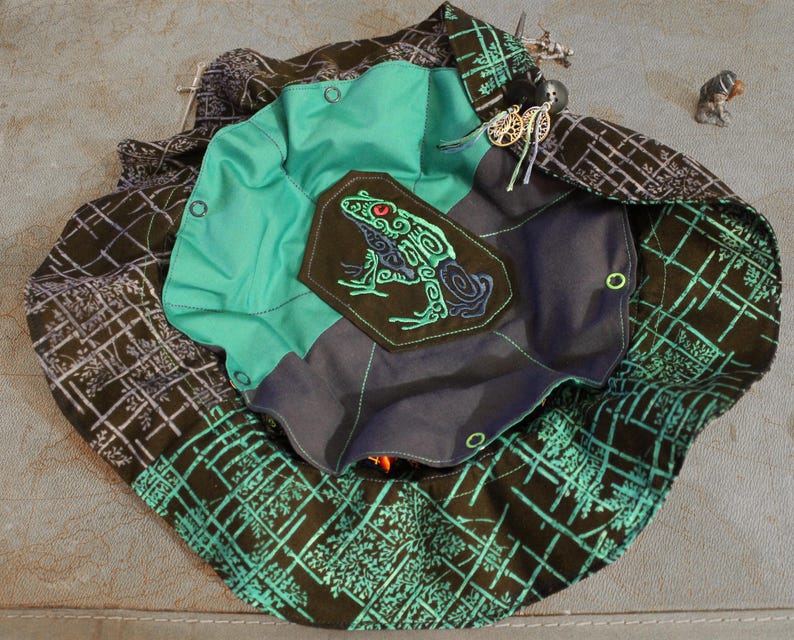 Embroidered Frog Dice Bag | Holds 6 Sets | Medium Size | Dnd and Board ...