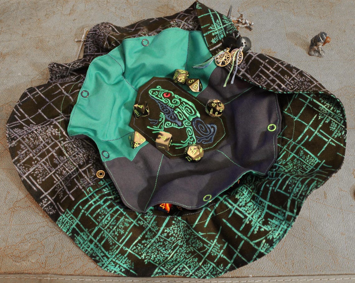 Embroidered Frog Dice Bag | Holds 6 Sets | Medium Size | Dnd and Board ...