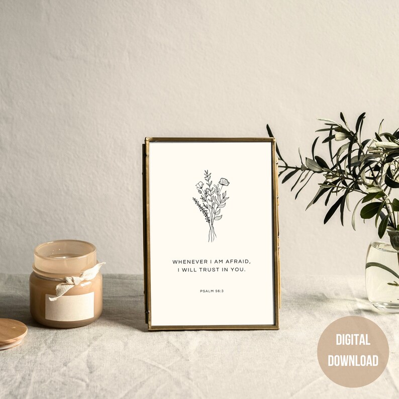 Psalm 56:3 Wall Decor, Bible Artwork, Scripture Sign, Jesus Loves You ...