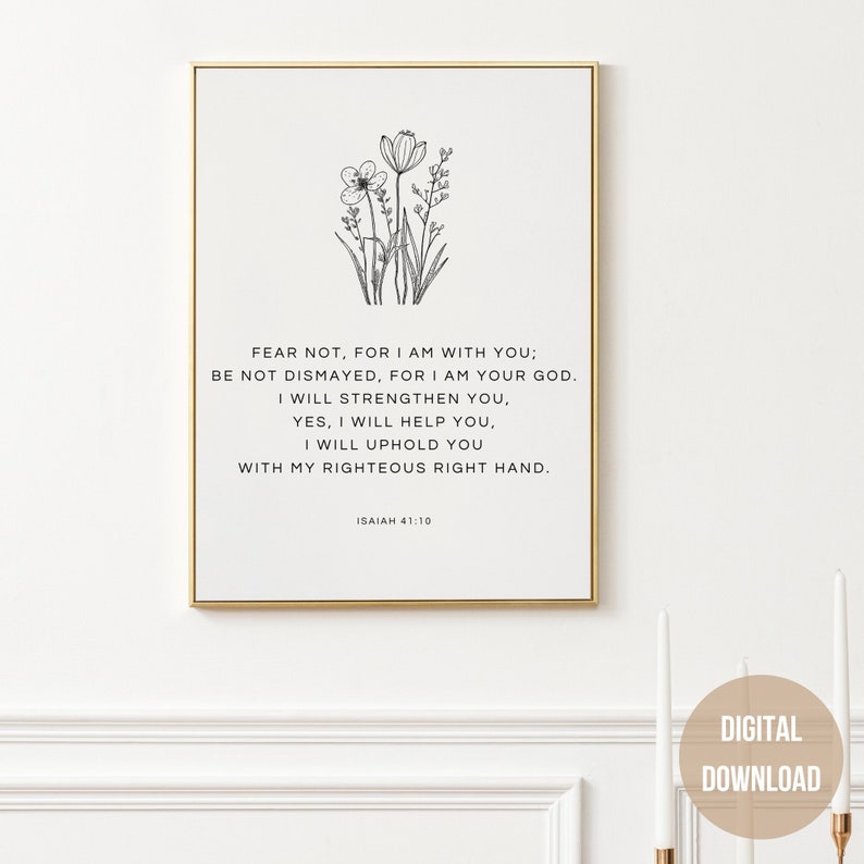 Isaiah 41:10 Print, Christian Artwork, Bible Verse Poster, Printable ...