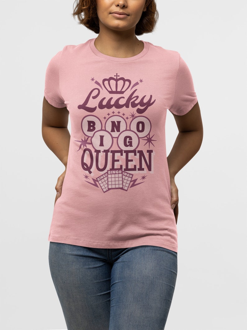 Lucky Bingo Queen Shirt, Bingo T-shirt, Bingo Game Lover, Bingo Player T Shirt, Bingo Vintage ...