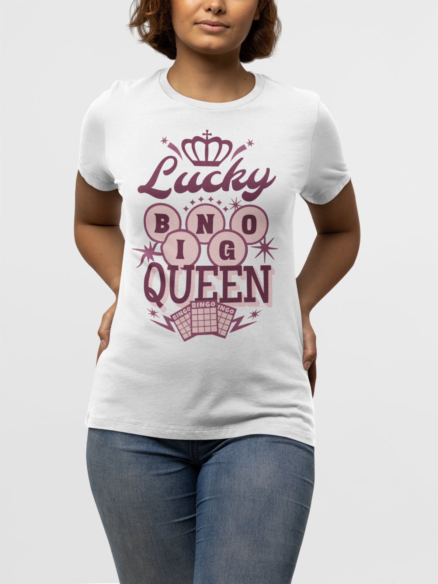 Lucky Bingo Queen Shirt, Bingo T-shirt, Bingo Game Lover, Bingo Player T Shirt, Bingo Vintage ...