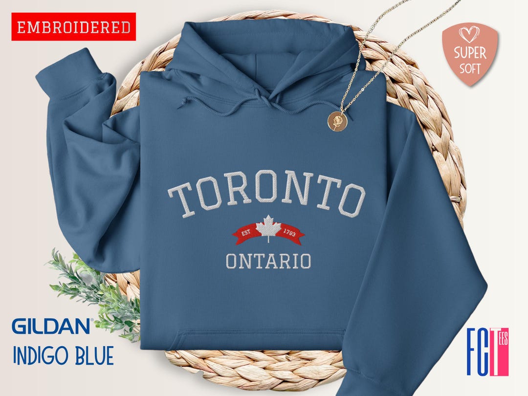 Embroidered Toronto Hoodie: Vintage Canada Crewneck Sweatshirt - Etsy