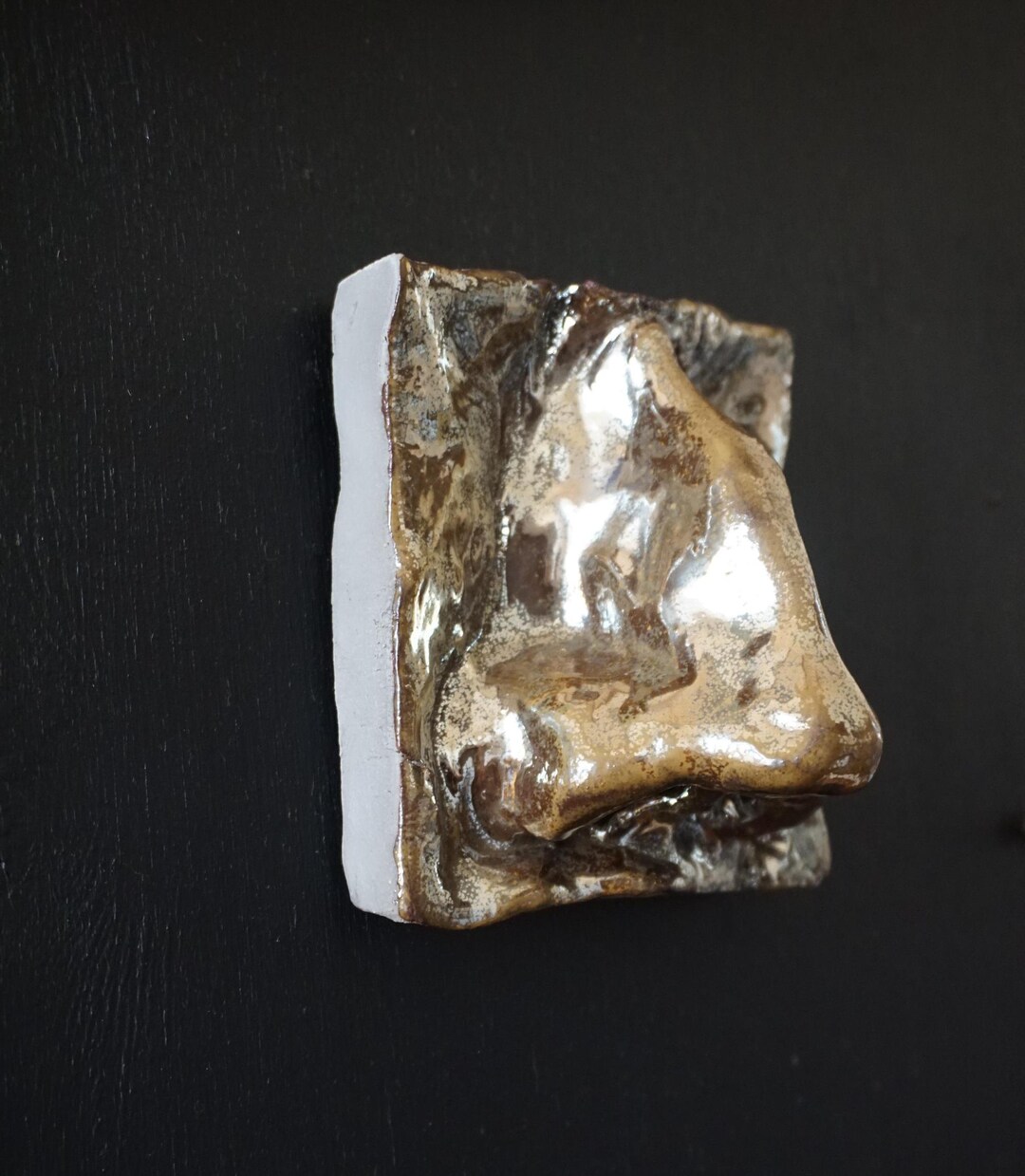 Handmade Ceramic Nose Shaped Tile With Gold Glaze - Unique Home Decor ...