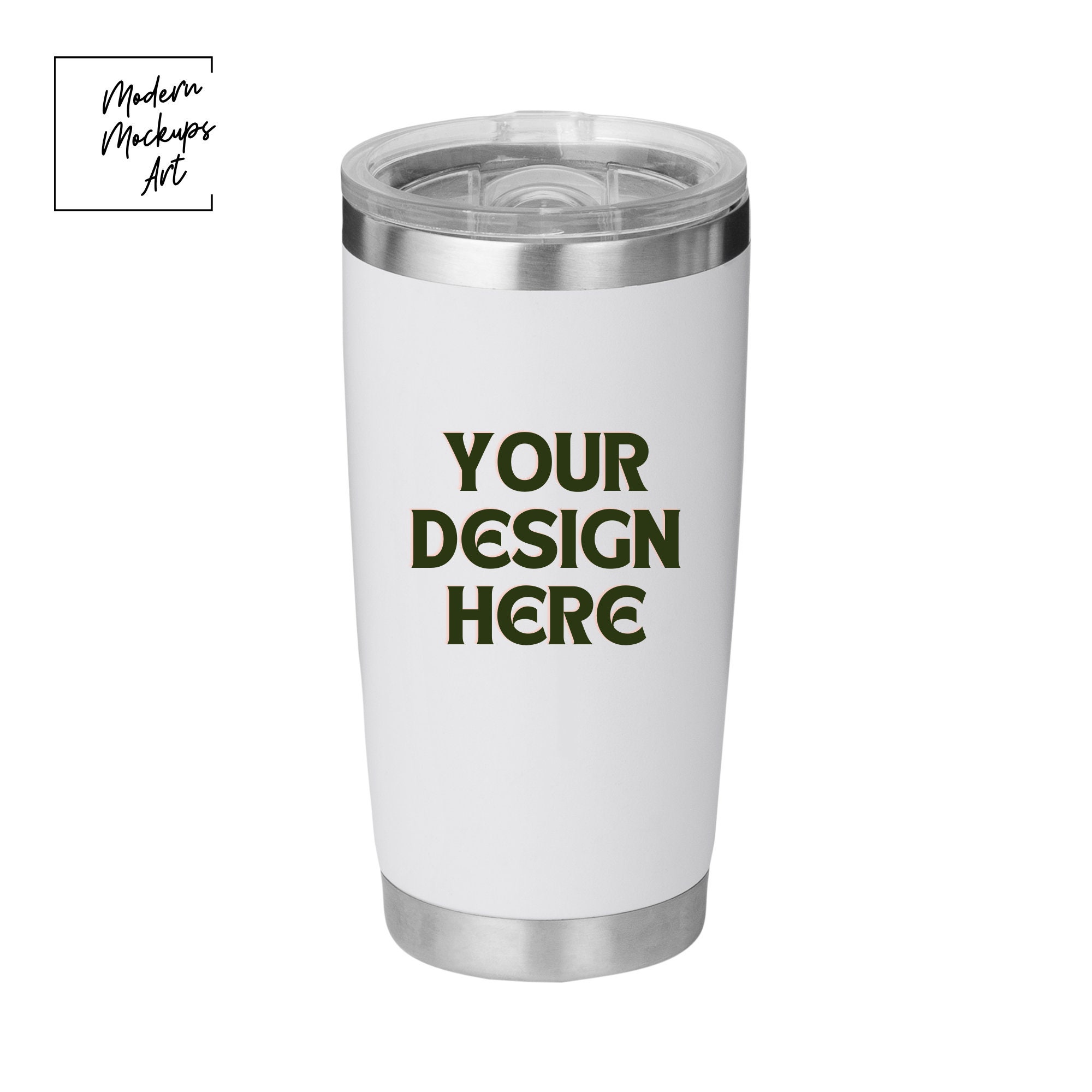 White Tumbler Mockup Tall Stainless Steel Tumbler Mockup Blank Cup Mock ...