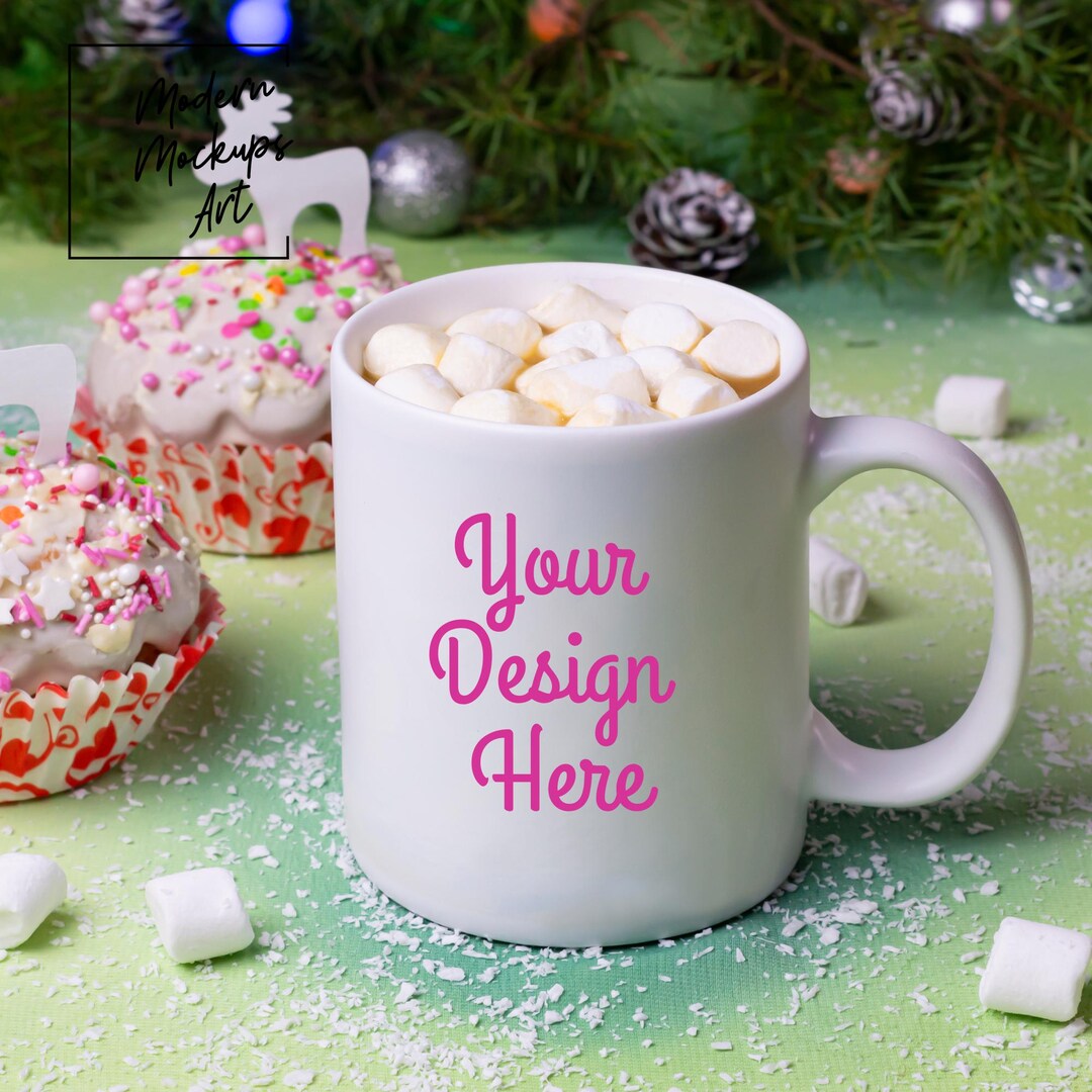 Hot Chocolate Cocoa Plain White Mockup Mug Mock up Blank Cup Coffee Mug ...