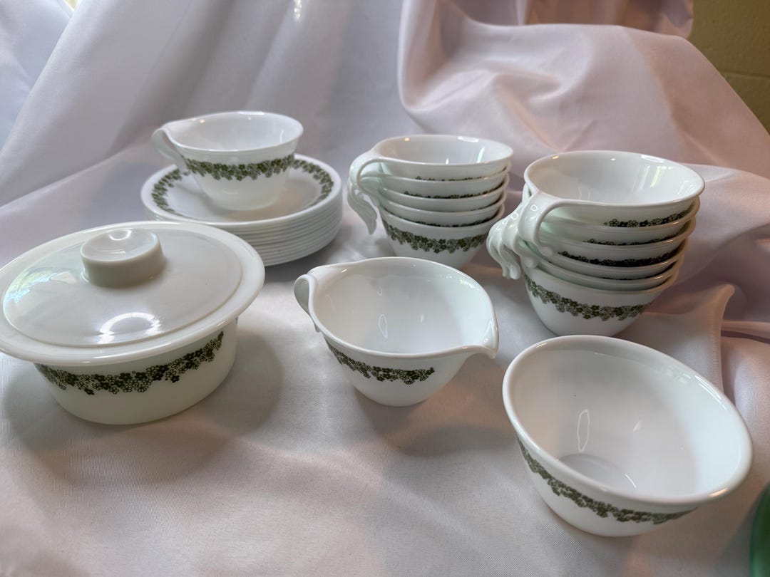 Corelle Crazy Daisy Dishes, Green and White - Etsy