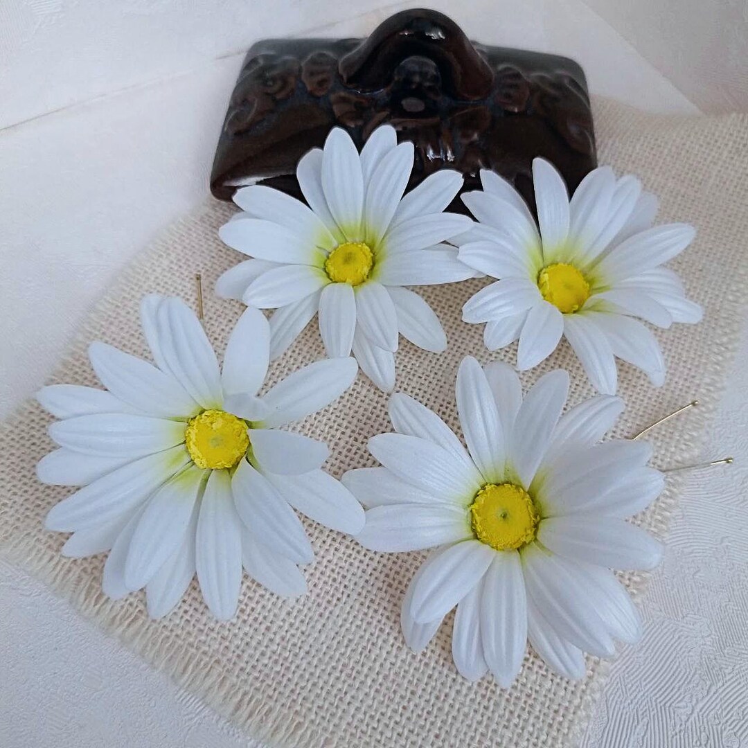 Bridal Hair Pins Daisy. Daisy Flower Hair Clip or Pins. Wildflower Hair Piece. Floral Hair Pins ...
