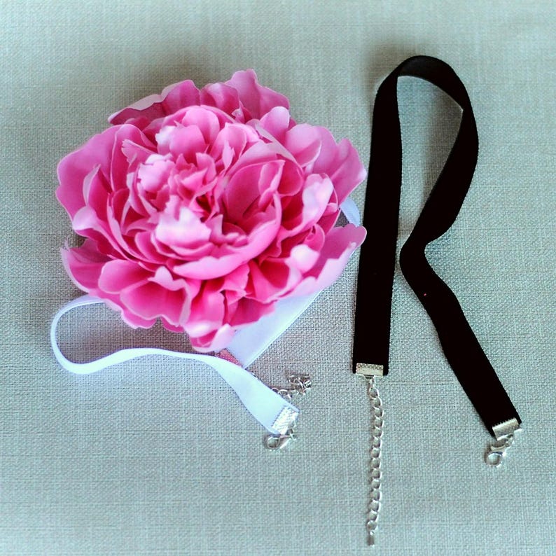 Flower Choker Necklace Pink Peony: Summer Floral Designer Jewelry ...
