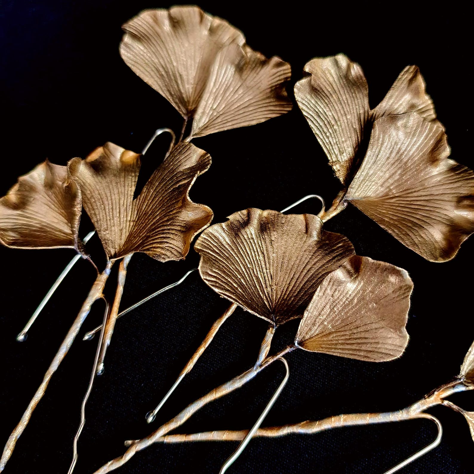 Bridal Hair Pins With Gold Ginkgo Leaves. Head Piece for Art Deco ...