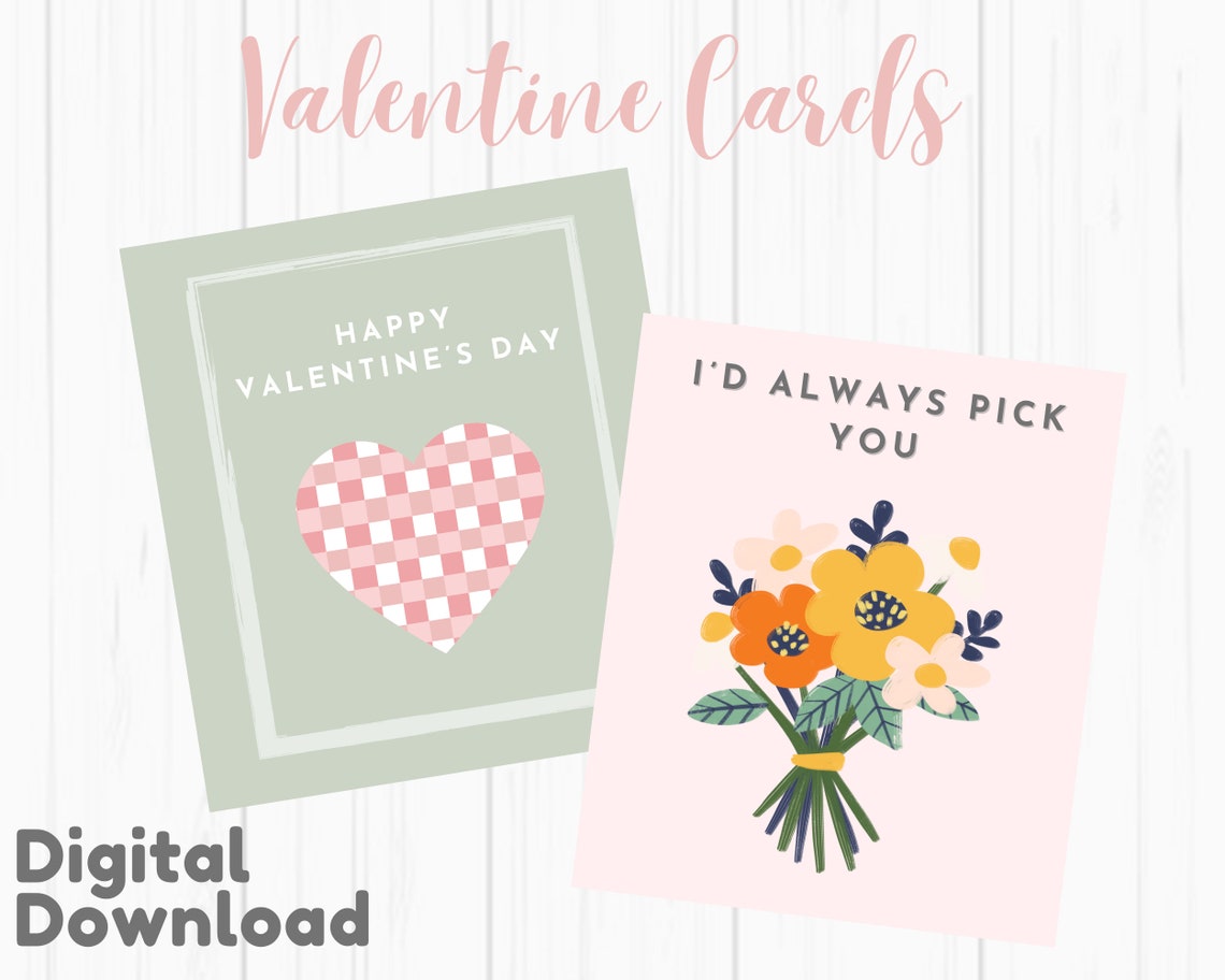Printable Valentine's Day Card; Valentine's Day Card for Her, Classroom ...