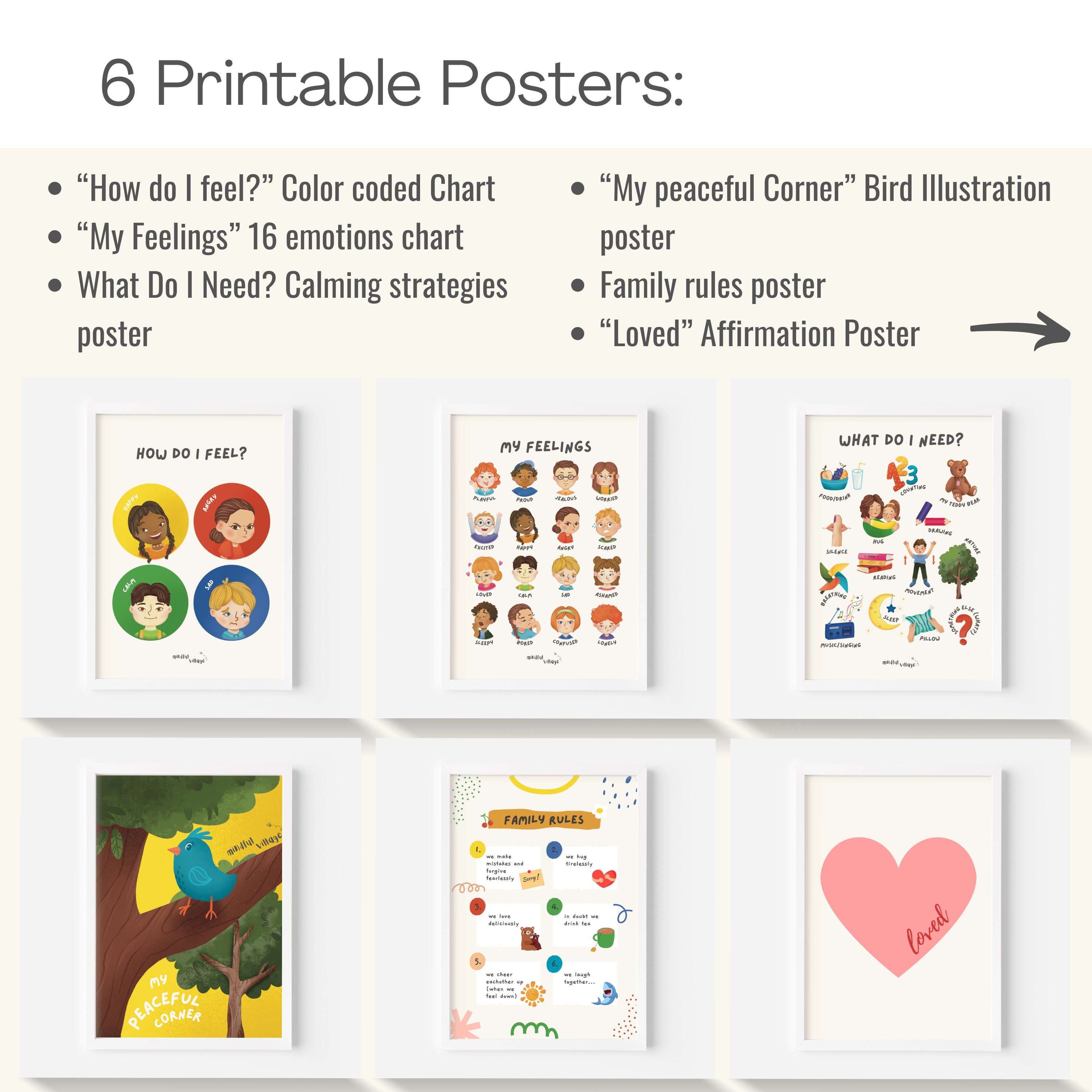 Calming Corner Bundle Printable Posters & Flash Cards | Mindful Village ...