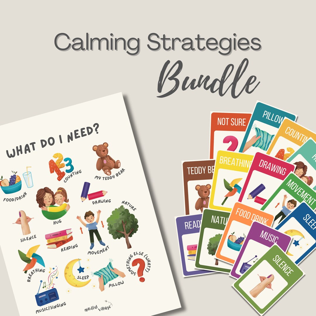 Calming Strategies Bundle | Poster + Flash Cards Printable | Mindful ...