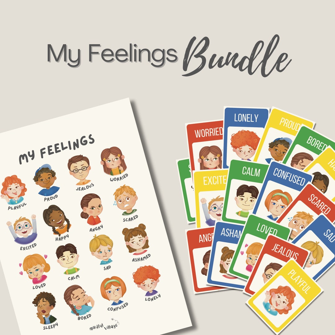 Feelings Bundle Printable Poster Flash Cards Mindful Village - Etsy