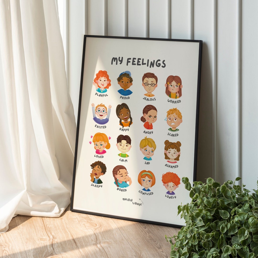 My Feelings Poster With 16 Emotions | Minimalist Art | Mindful Village ...