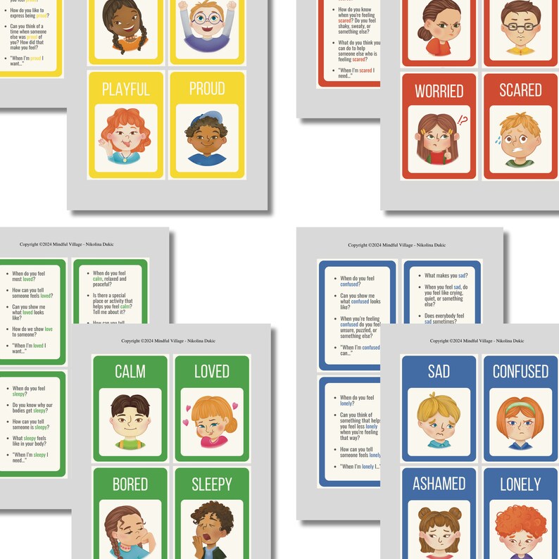 Printable Feelings Bundle Poster Flash Cards Mindful Village - Etsy