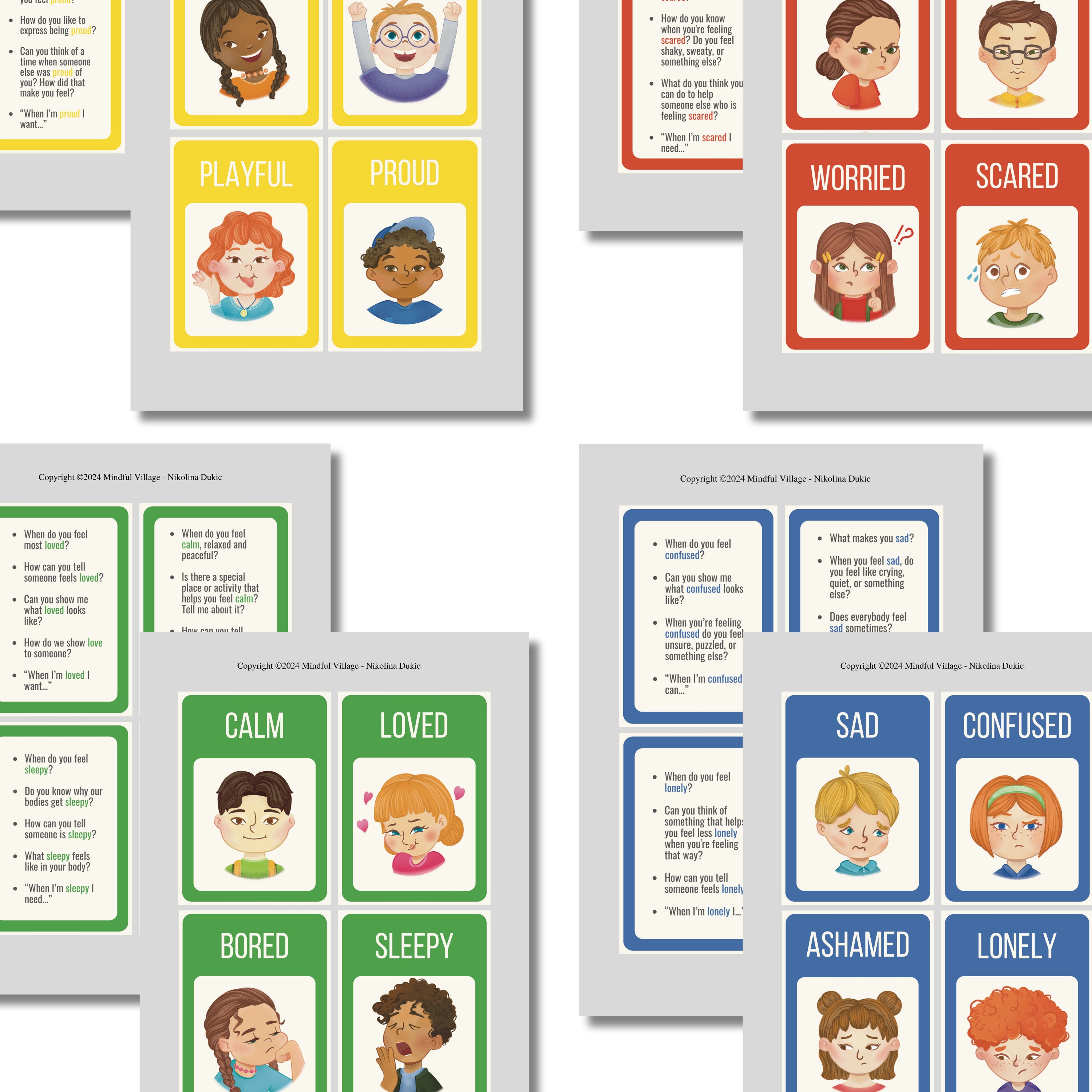 Printable Feelings Bundle Poster Flash Cards Mindful Village - Etsy