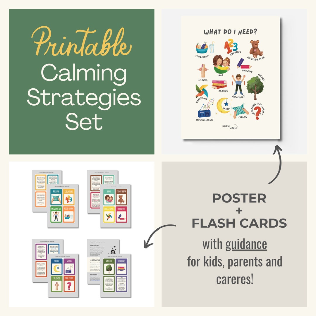 Calming Strategies Set | Printable Poster + Flash Cards | Mindful ...