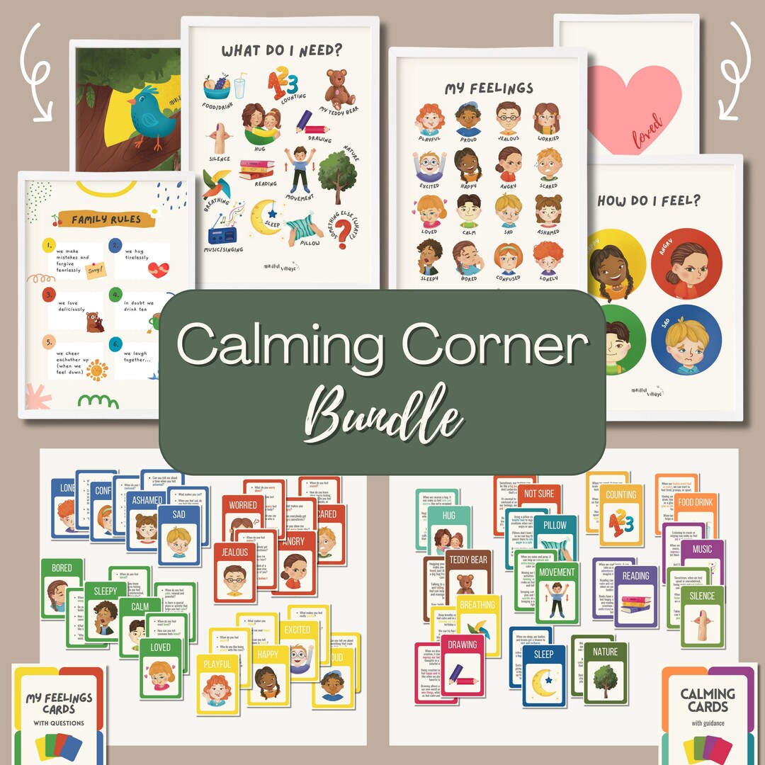 Calming Corner Bundle Printable Posters & Flash Cards | Mindful Village ...