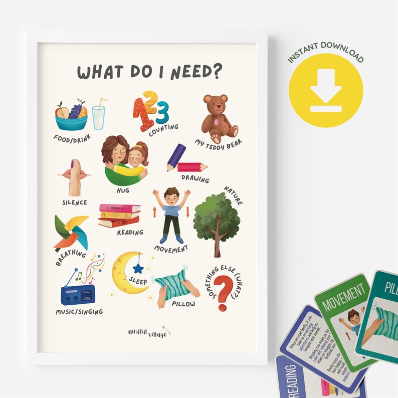 Printable Calming Strategies Bundle | Poster + Flash Cards | Mindful ...