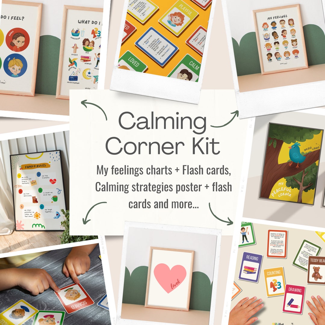 Calming Corner Kit Printable Posters & Flash Cards Mindful Village - Etsy