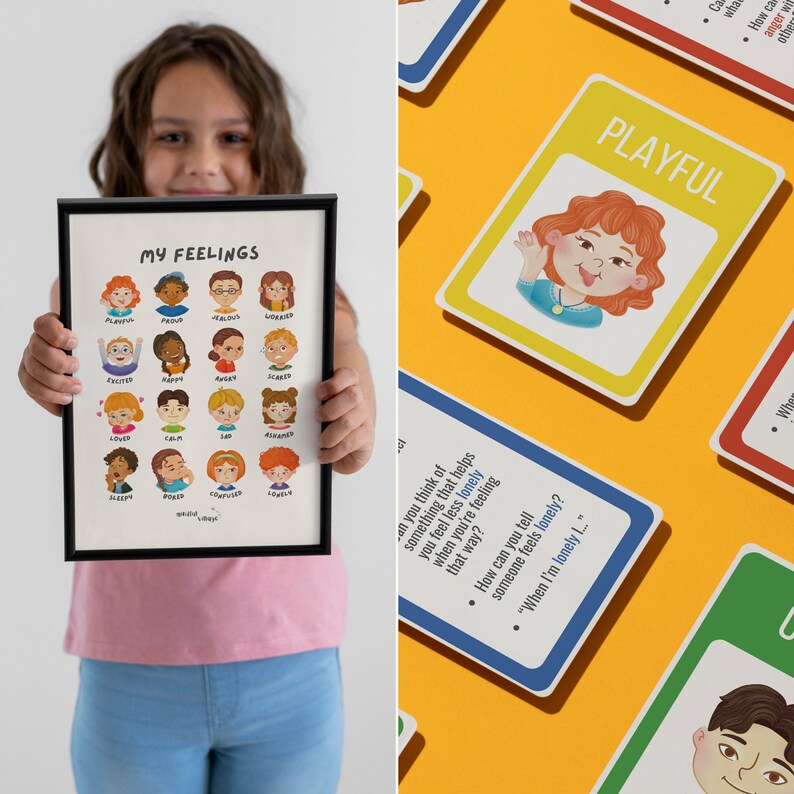 Printable Feelings Bundle Poster Flash Cards Mindful Village - Etsy