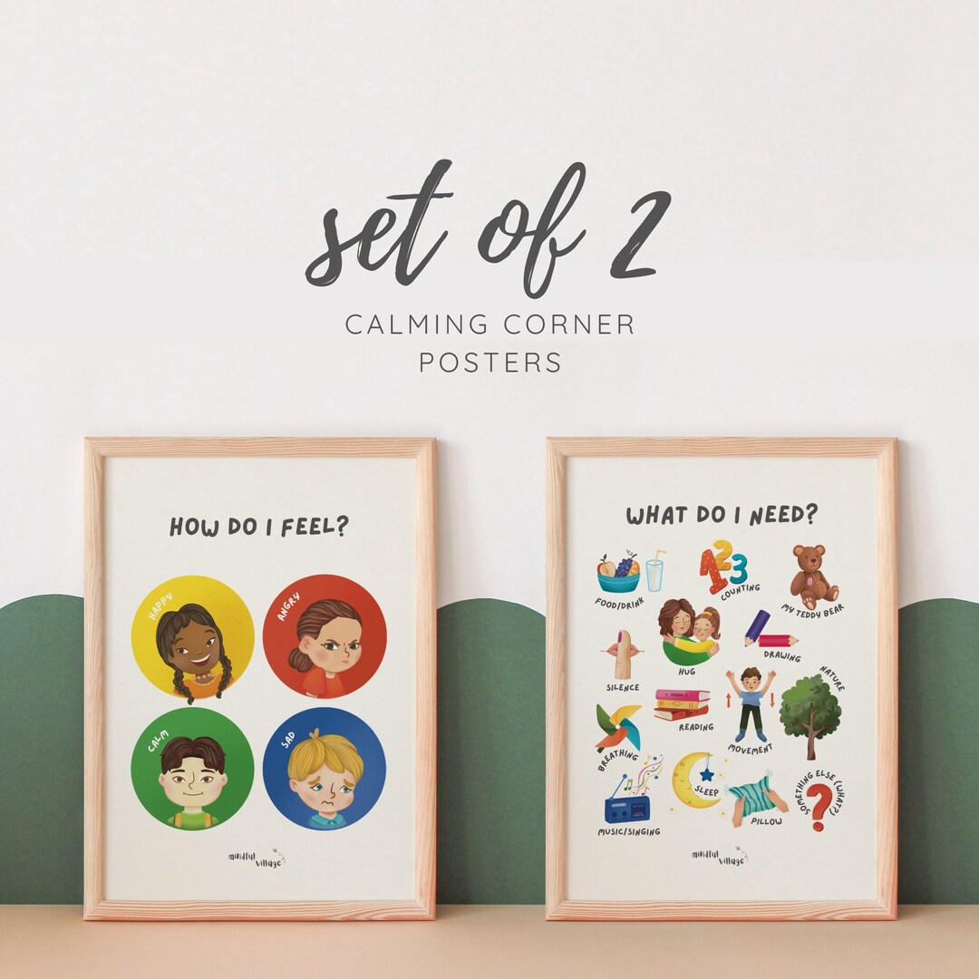 Kids Feelings Chart Emotional Development Posters Set of 2 - Etsy