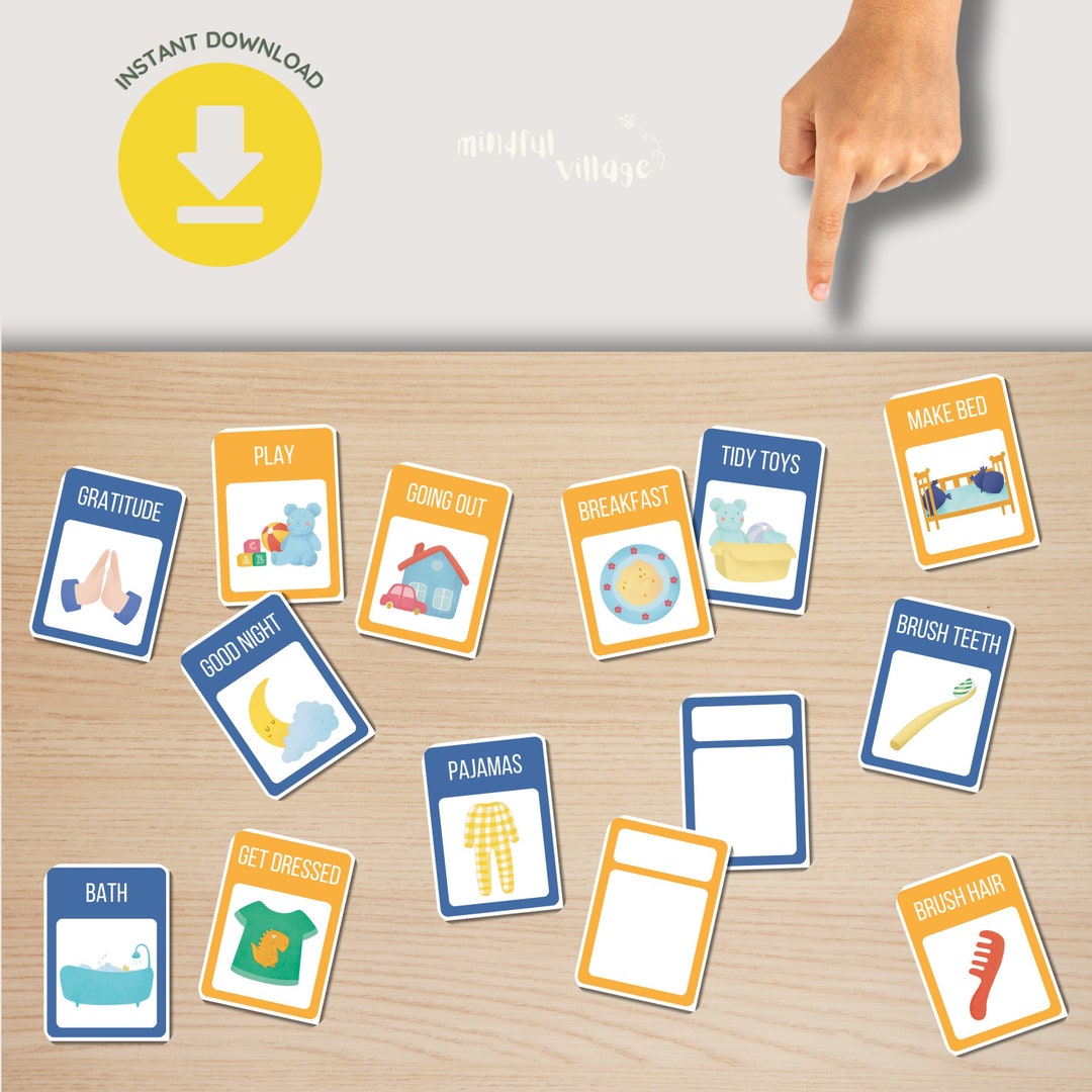 Morning & Night Routine Flash Cards for Kids | Mindful Village - Etsy
