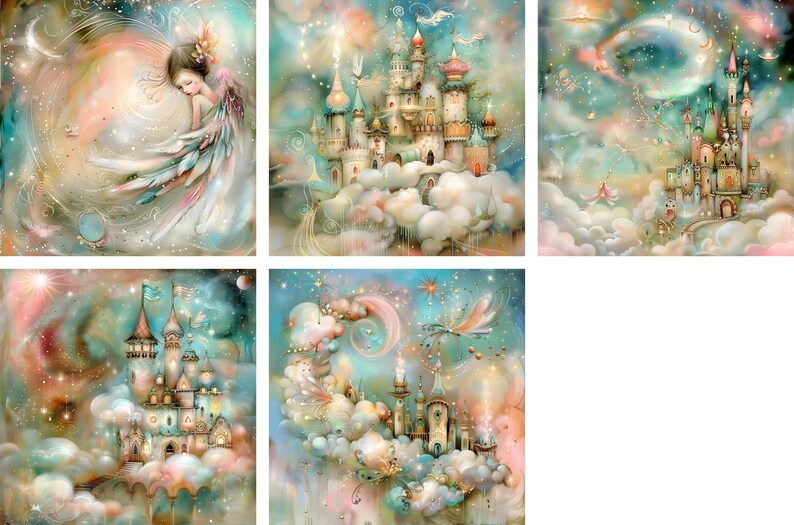 Celestial Whimsy Clipart Bundle Featuring Fantasy Creatures, Nature ...