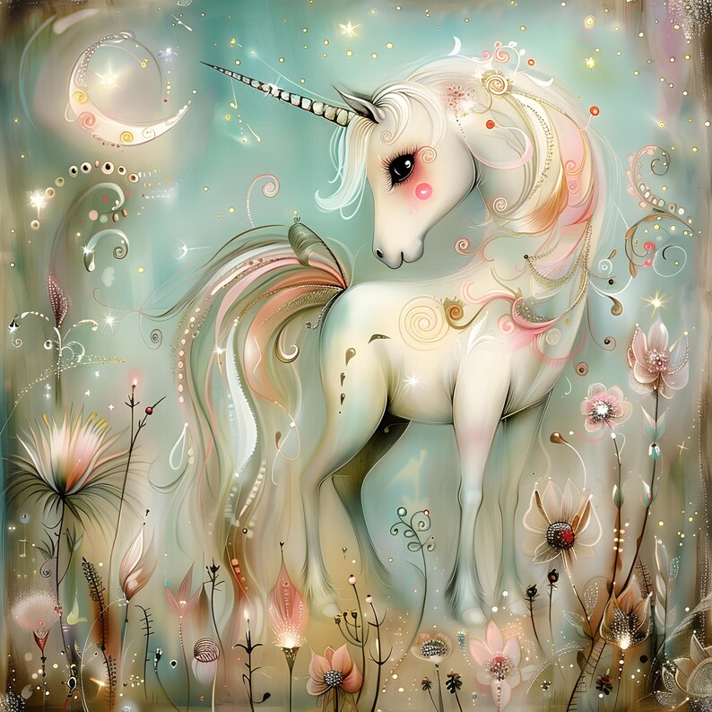 Celestial Whimsy Clipart Bundle Featuring Fantasy Creatures, Nature ...