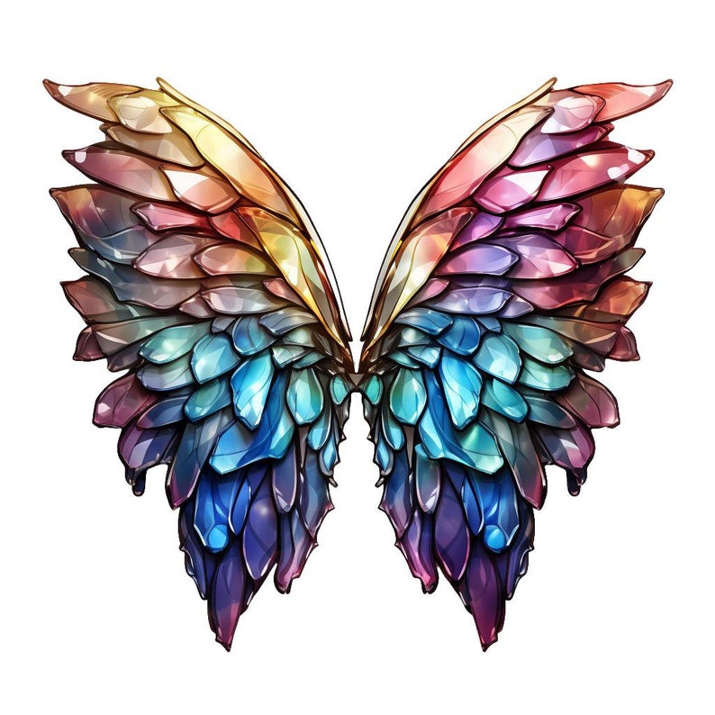 Magical Fairy Wings Clipart, Watercolor Angel Wing Clip Art, Pastel ...