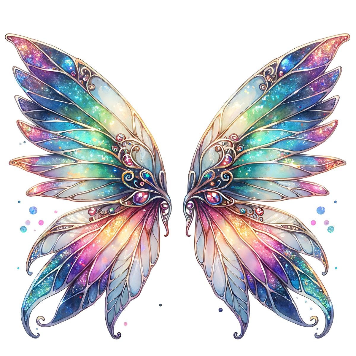 Magical Fairy Wings Clipart, Watercolor Angel Wing Clip Art, Pastel ...