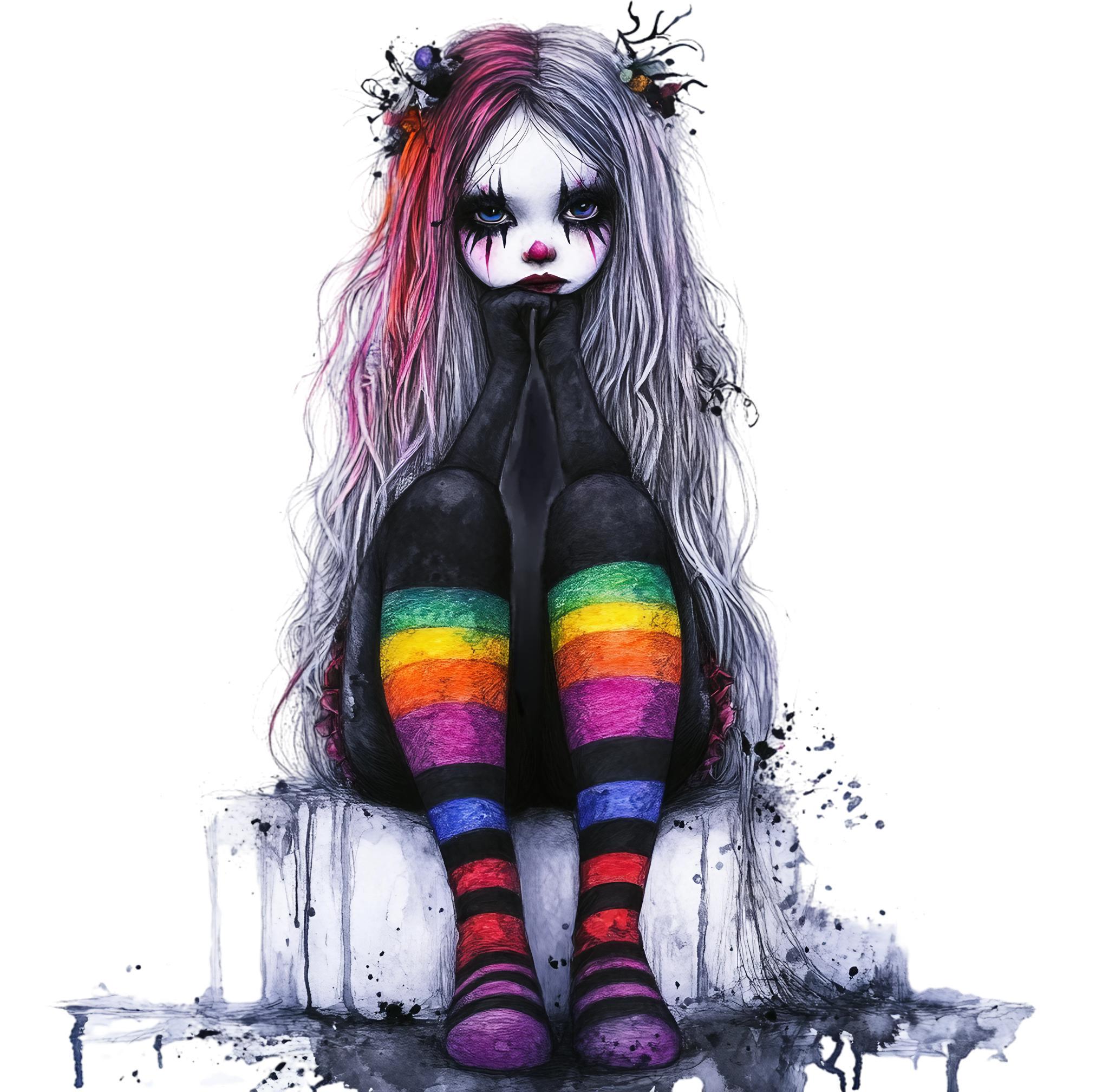 Vibrant Gothic Clowns Clipart Bundle: Colorful Character Pngs - Etsy
