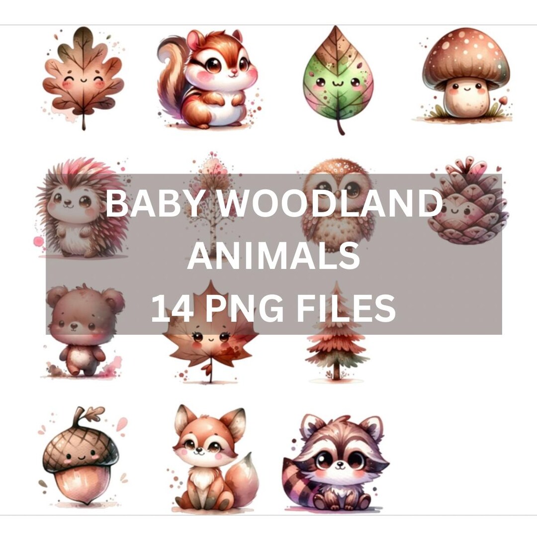 Baby Woodland Animals Clipart: Nursery Art PNG (digital Download) - Etsy