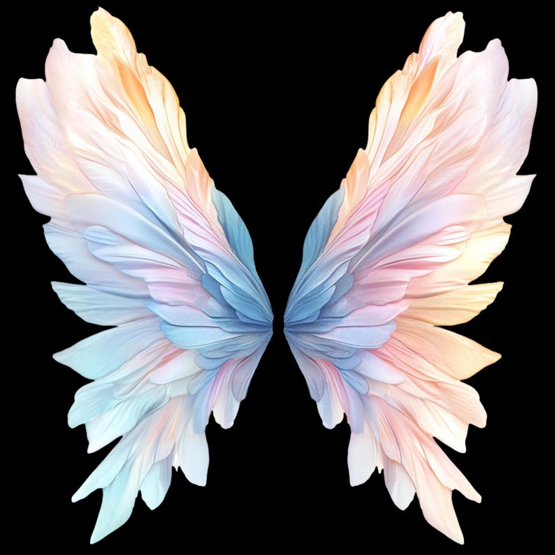 Ethereal Pastel Celestial Wings Clipart Bundle - Beautiful PNG ...